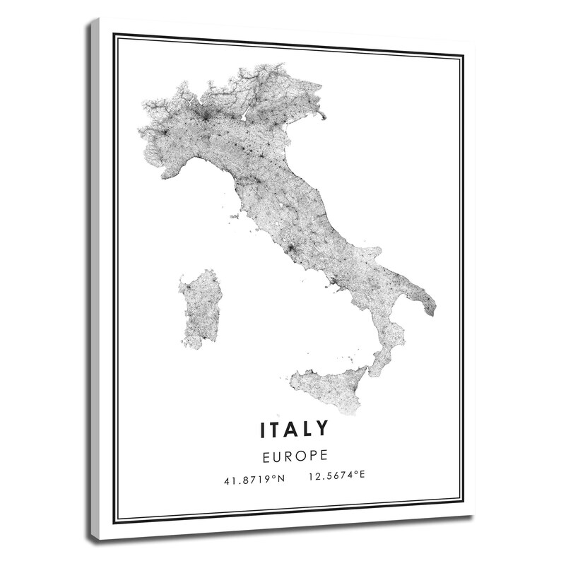 Italy country map print poster canvas Italy Europe Country | Etsy