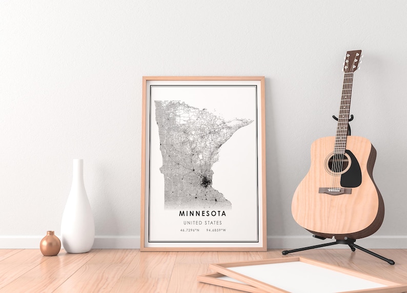 Minnesota US State United States Map Print Poster Canvas - Etsy