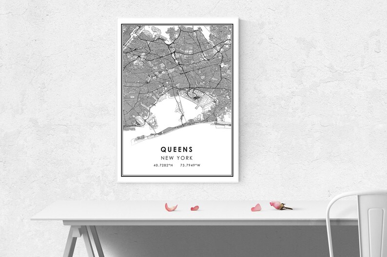 Queens map print poster canvas New York Street map Queens | Etsy