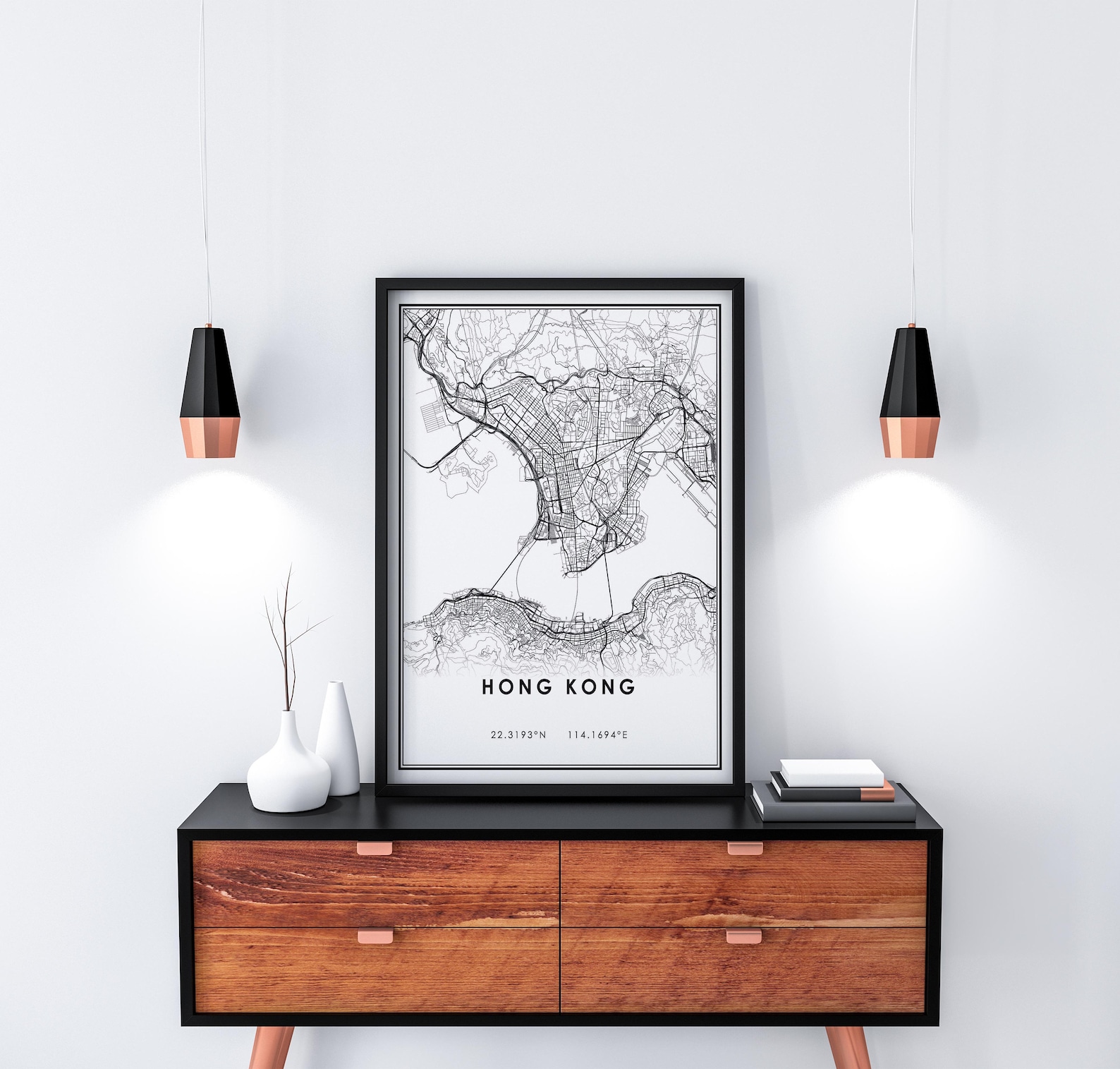 Hong Kong Map Print Poster Canvas | Hong Kong Road Map Print Poster ...