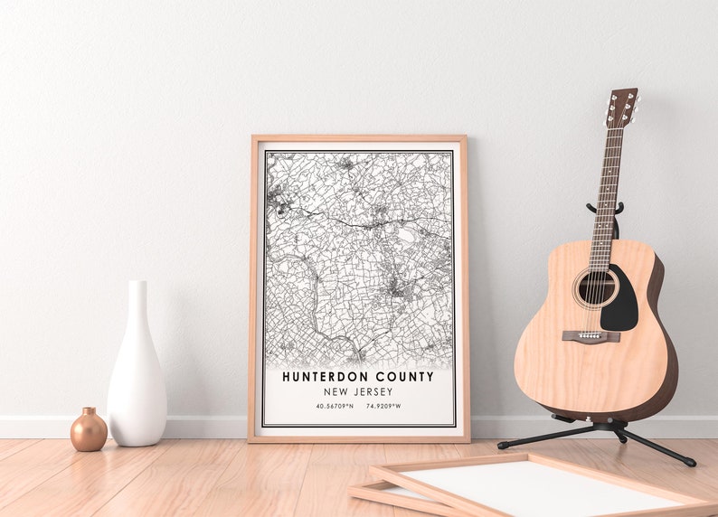 Hunterdon County Map Print Poster Canvas New Jersey Map - Etsy