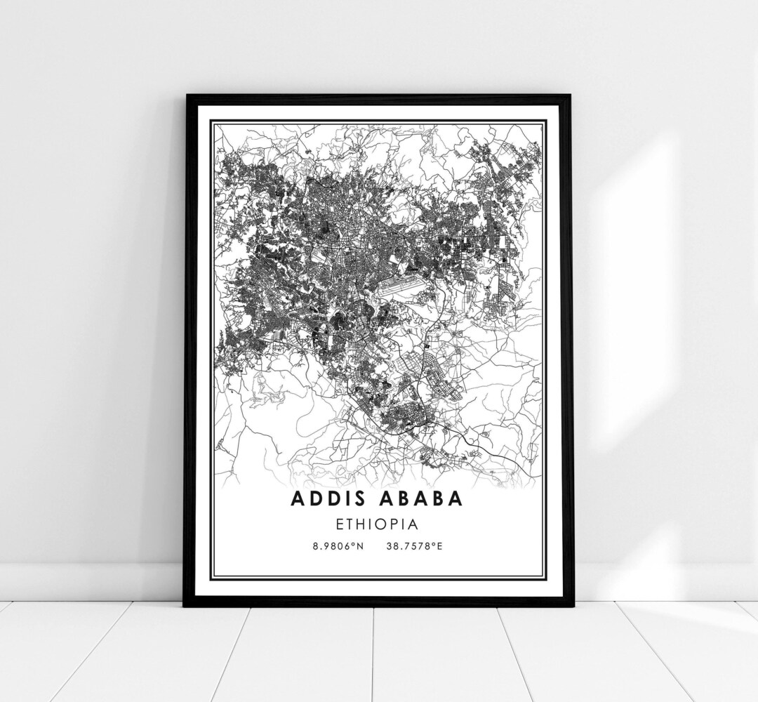 Addis Ababa Map Print Poster Canvas | Ethiopia Map Print Poster Canvas ...