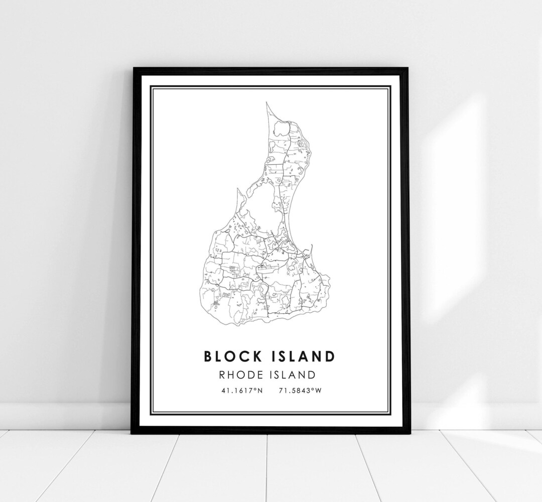 Block Island Map Print Poster Canvas | Rhode Island Map Print Poster ...