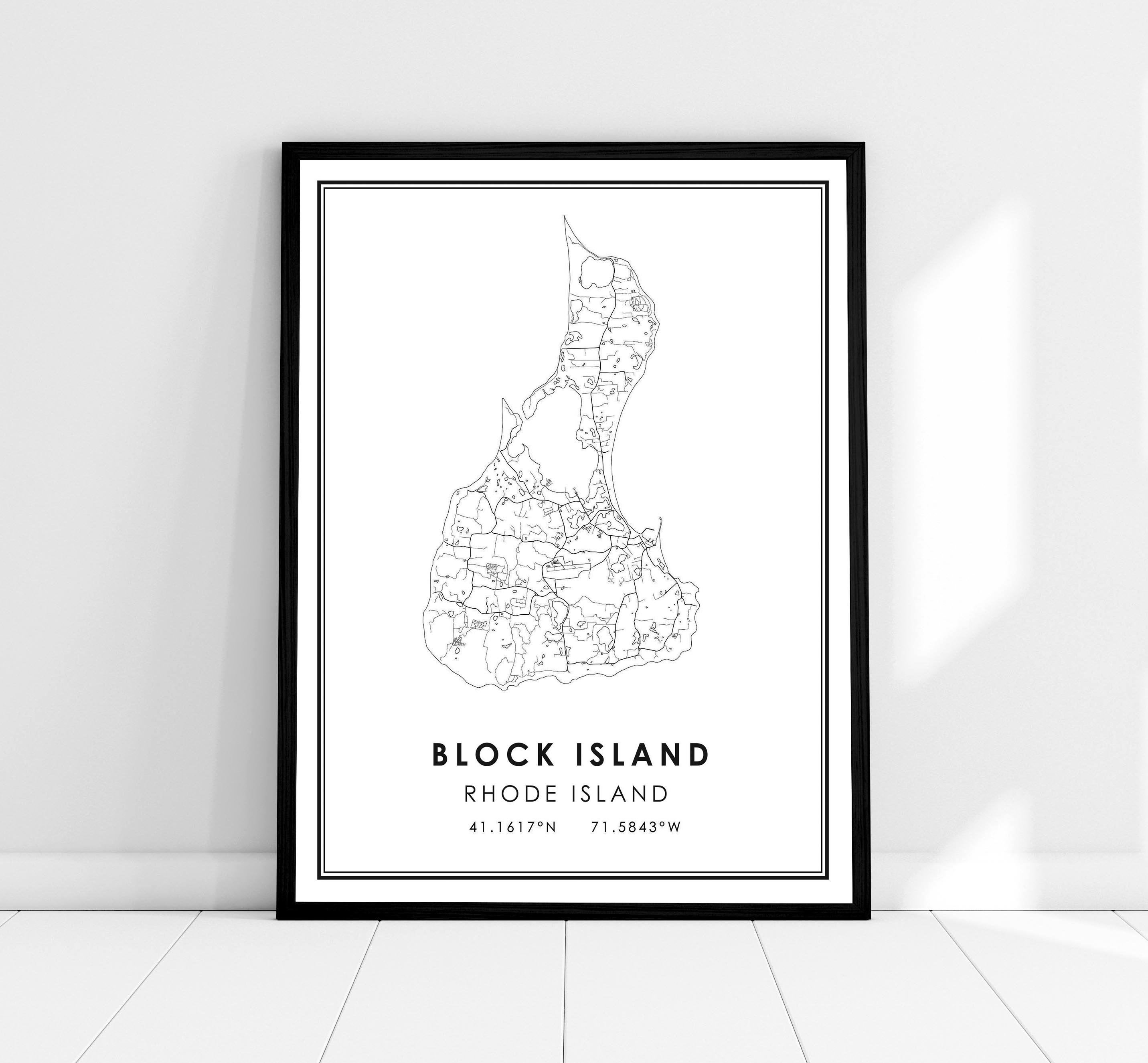 Block Island Map Print Poster Canvas Rhode Island Map Print - Etsy