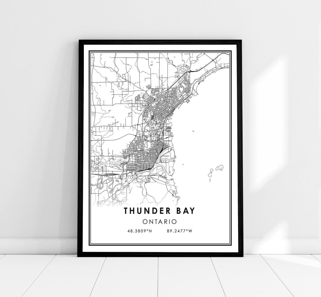 Thunder Bay Map Print Poster Canvas | Ontario Map Print Poster Canvas ...