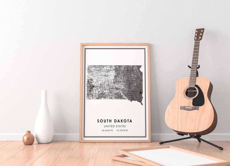 South Dakota Map Print Poster Canvas South Dakota Road Map - Etsy