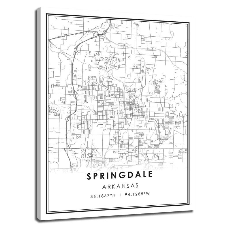 Springdale map print poster canvas Springdale Arkansas map | Etsy