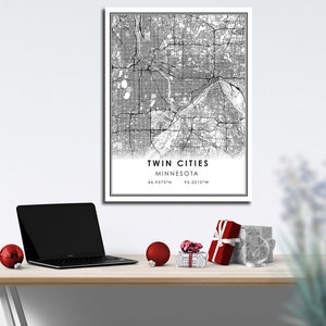 Twin Cities map print poster canvas Twin Cities map print | Etsy