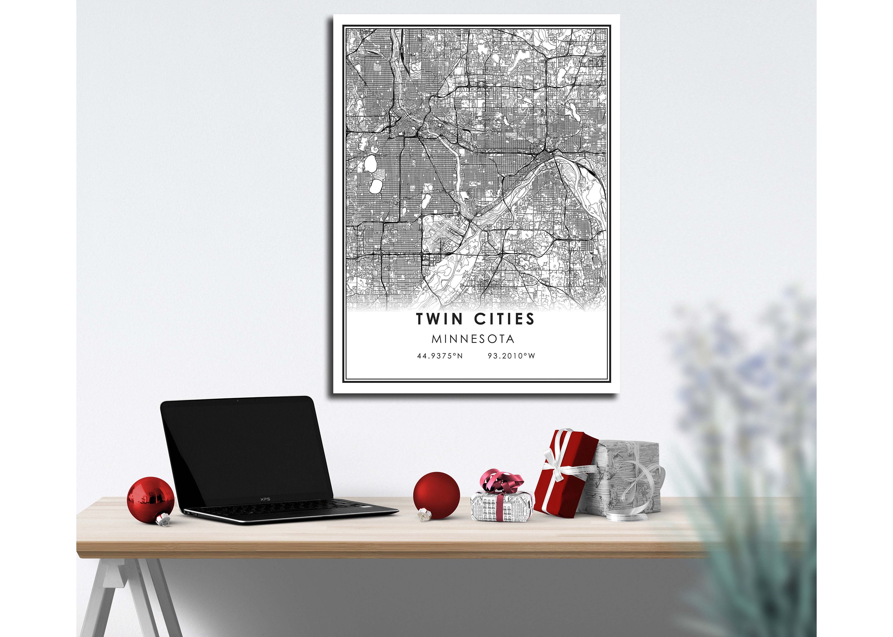 Twin Cities map print poster canvas Twin Cities map print | Etsy