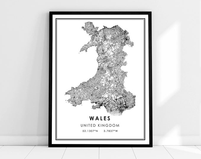 Wales Map Illustration Art Print, Welsh Poster, UK Art, Travel ...