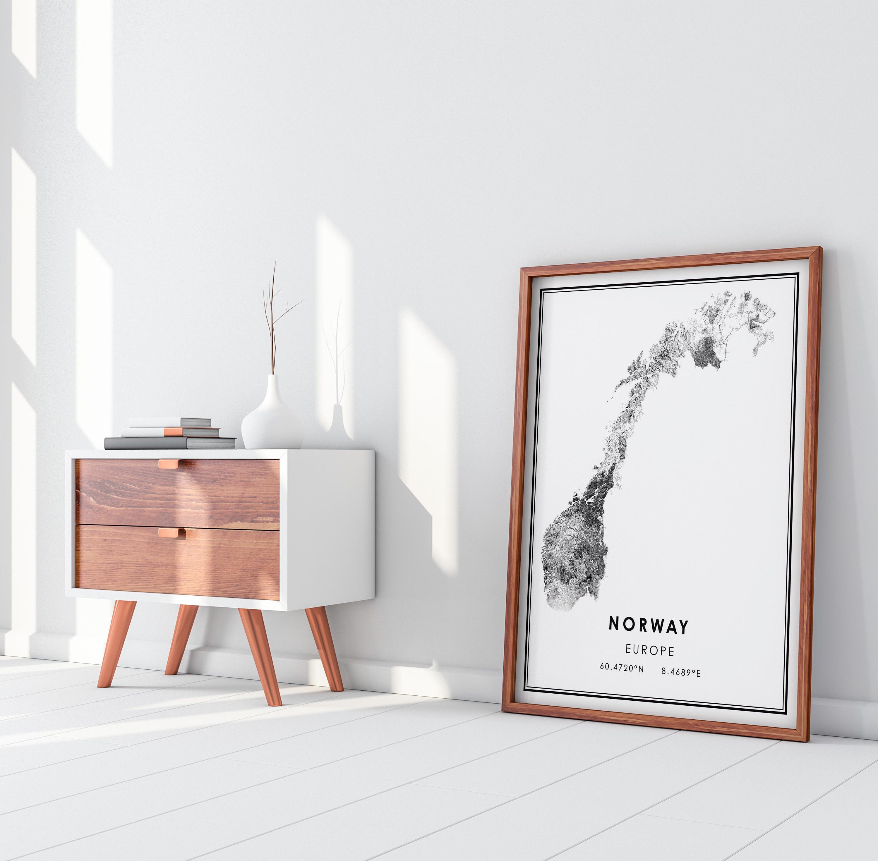 Norway Country Map Print Poster Canvas Norway Country Road - Etsy
