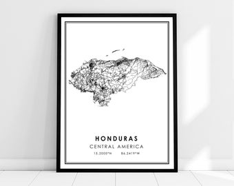 Honduras Map Honduras 2D Relief Map Honduras Vintage Map - Etsy