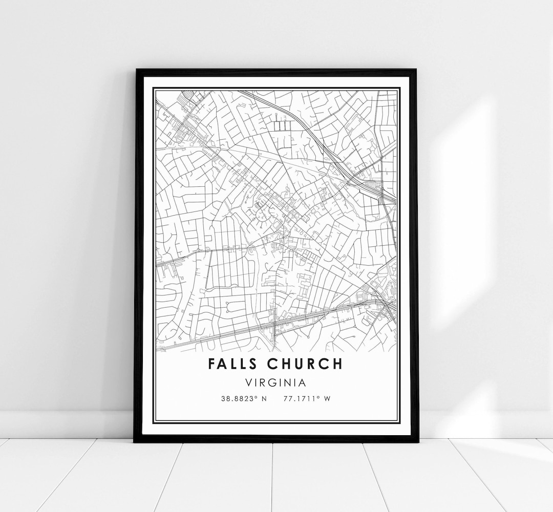 Falls Church Map Print Poster Canvas | Falls Church Map Print Poster ...