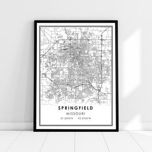 Springfield Map Print Poster Canvas | Missouri Map Print Poster Canvas ...