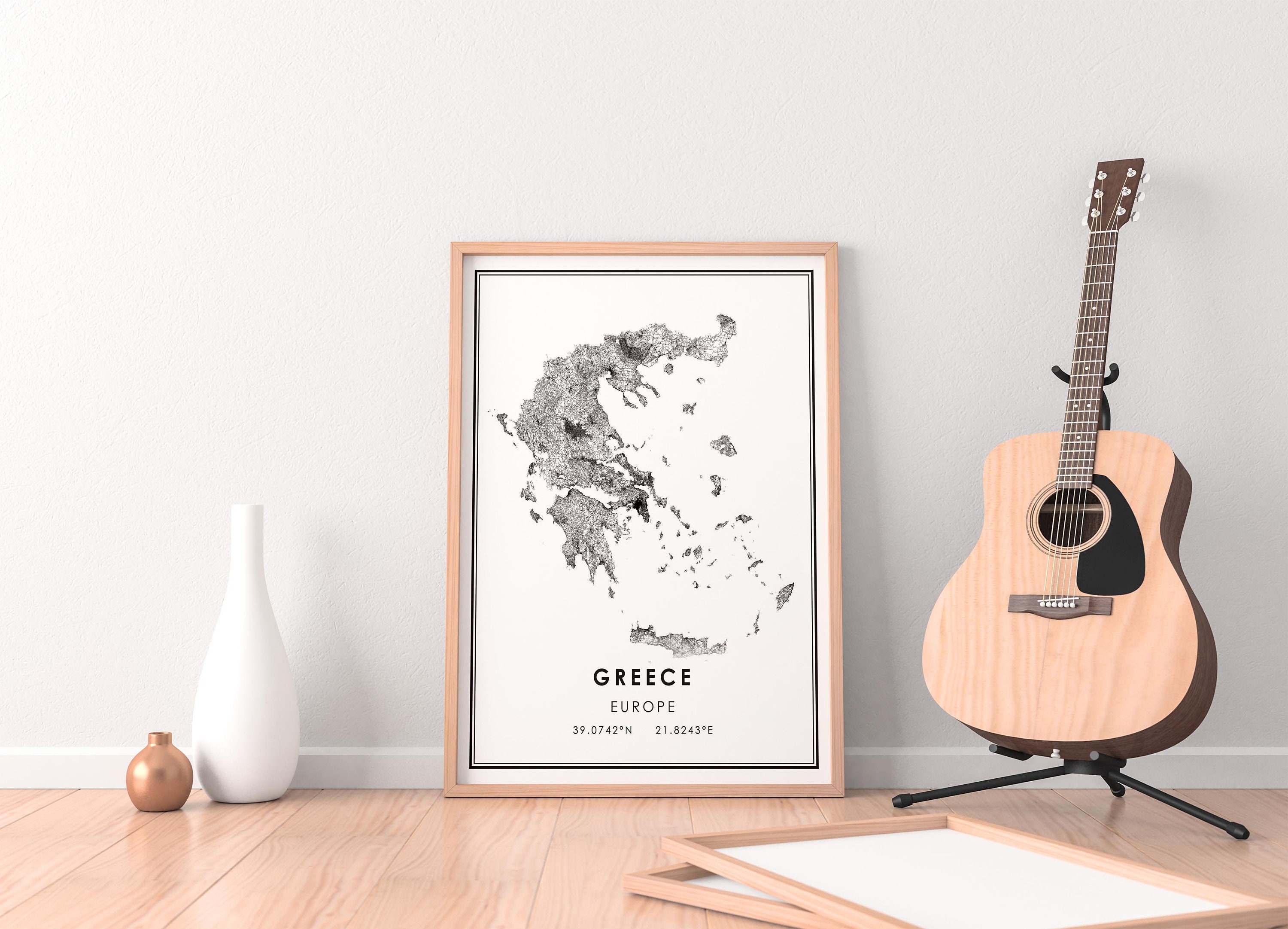 Greece Country Map Print Poster Canvas Greece Country Road - Etsy