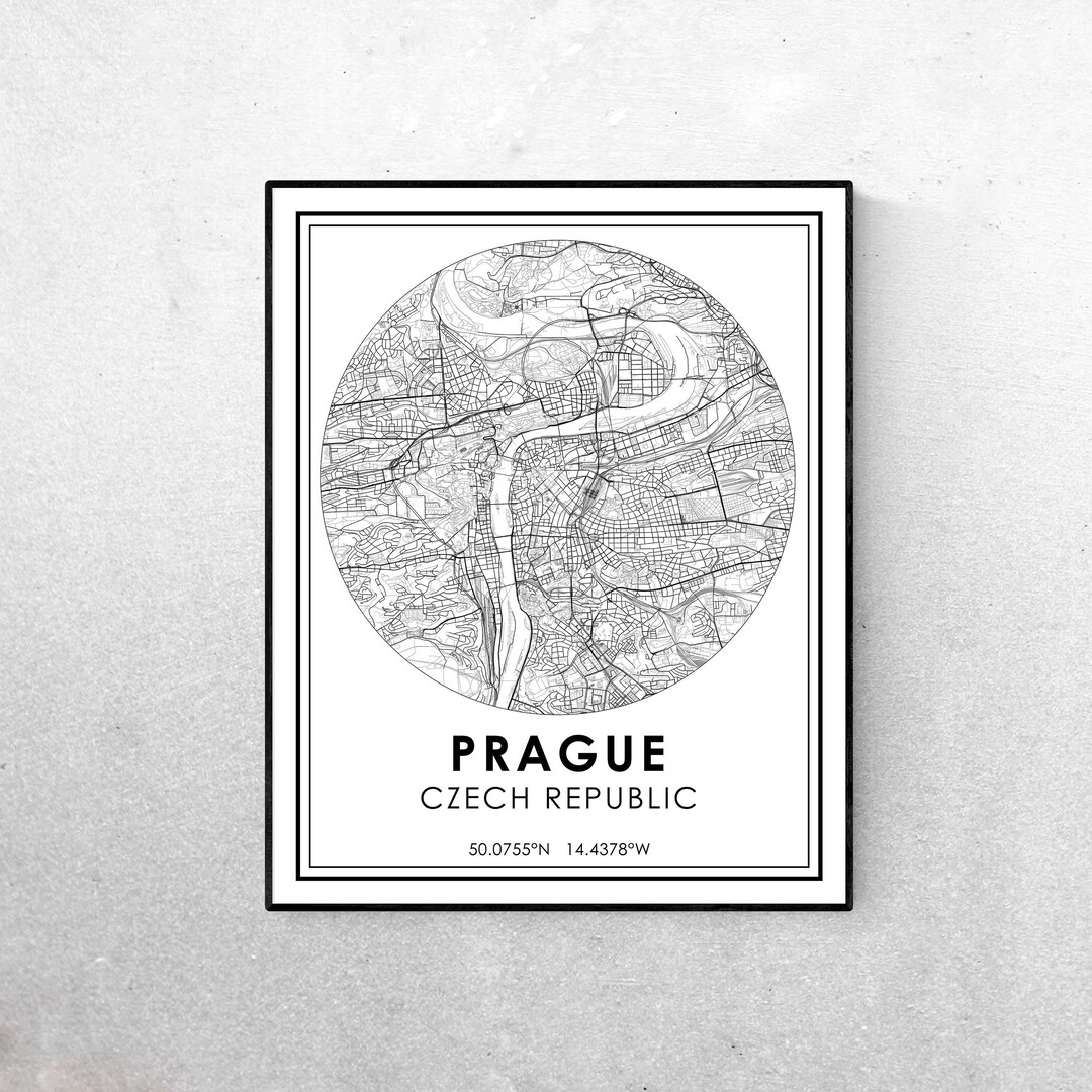 Prague Map Poster Canvas | Czech Republic Map Print Poster Canvas ...