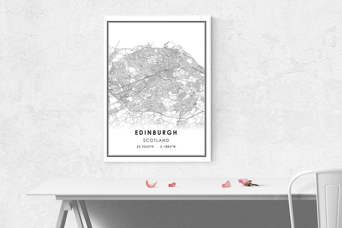 Edinburgh map print poster canvas Edinburgh Scotland city | Etsy