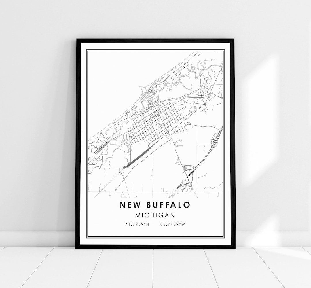 New Buffalo Michigan Map Print Poster Canvas | Michigan Map Print ...