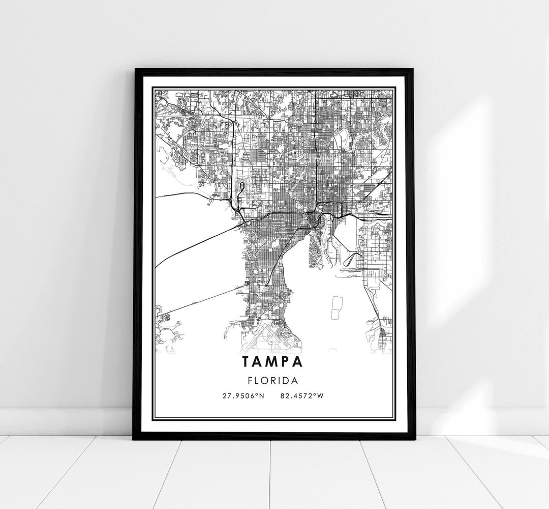 Tampa Map Print Poster Canvas | Florida Map Print Poster Canvas | Tampa ...