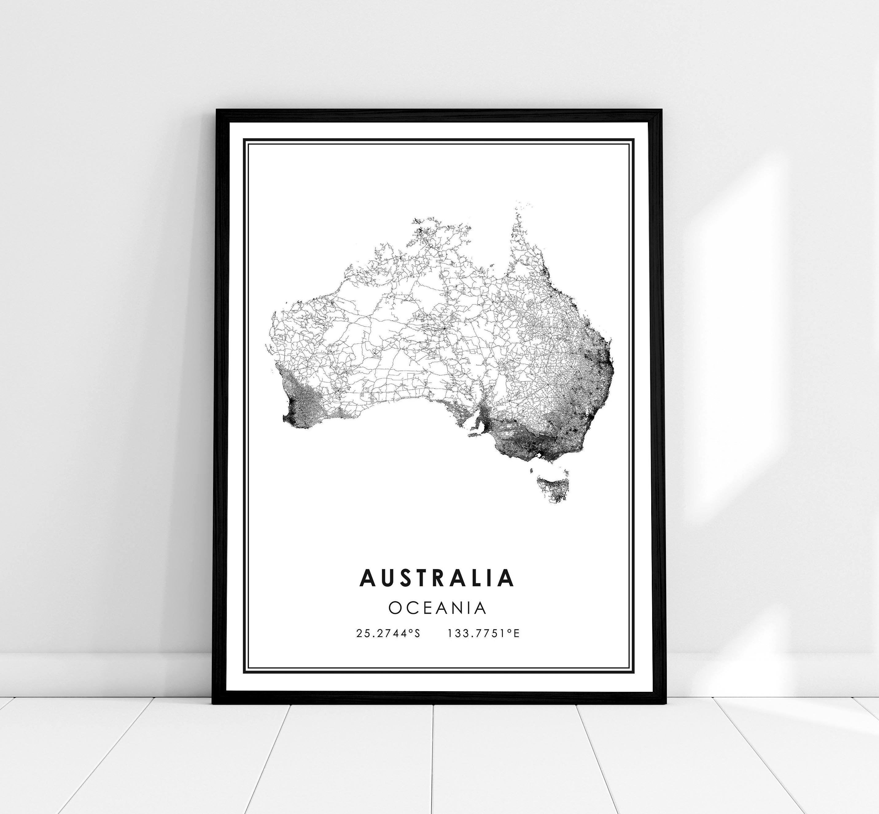 Australia Map Print Poster Canvas Australia Country Road Map - Etsy