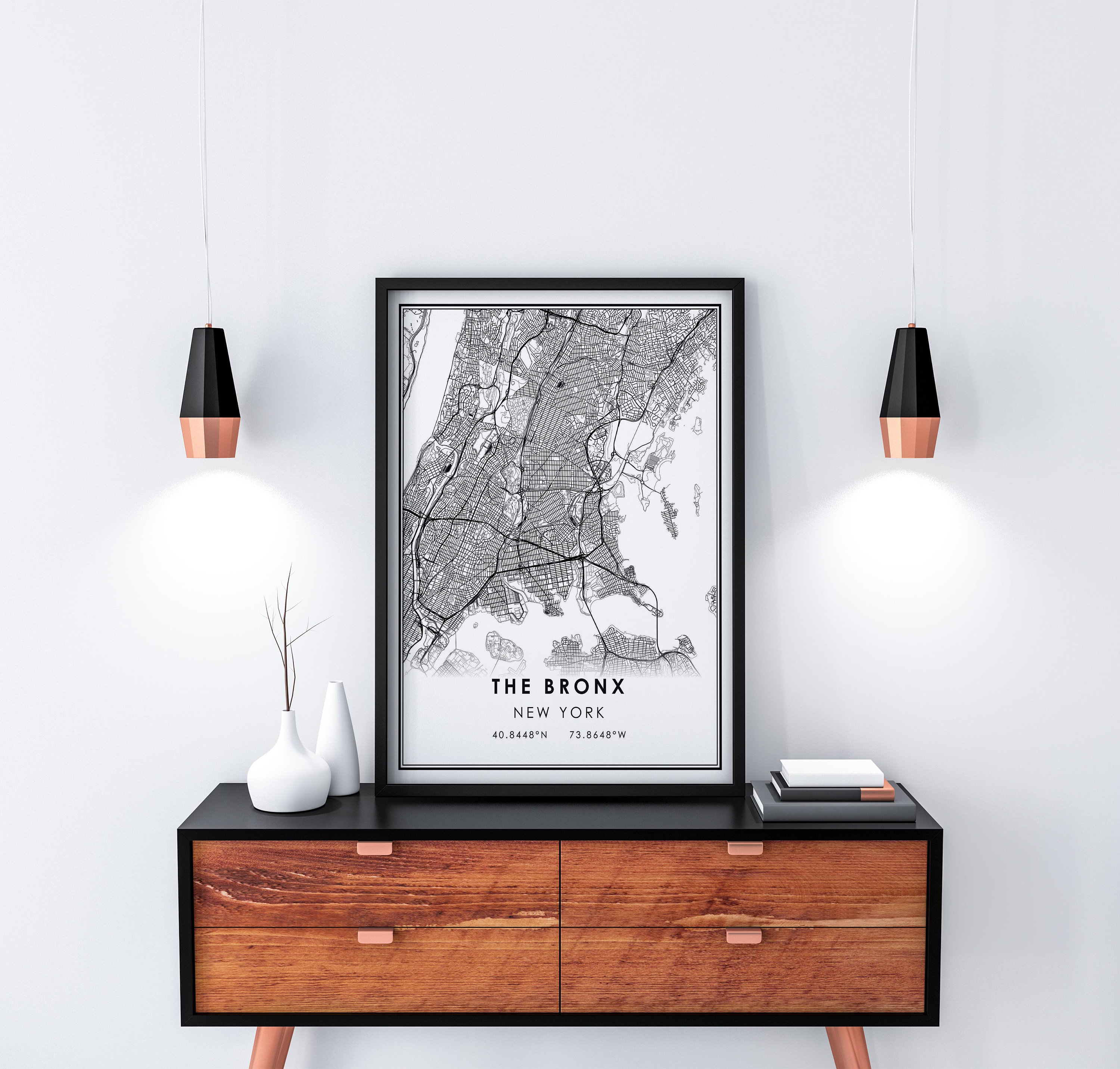 The Bronx Map Print Poster Canvas | New York Map Print Poster Canvas ...