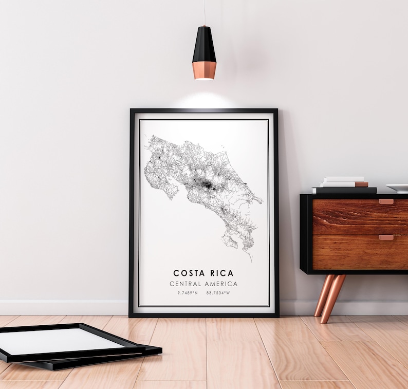 Costa Rica Map Print Poster Canvas Costa Rica Country - Etsy