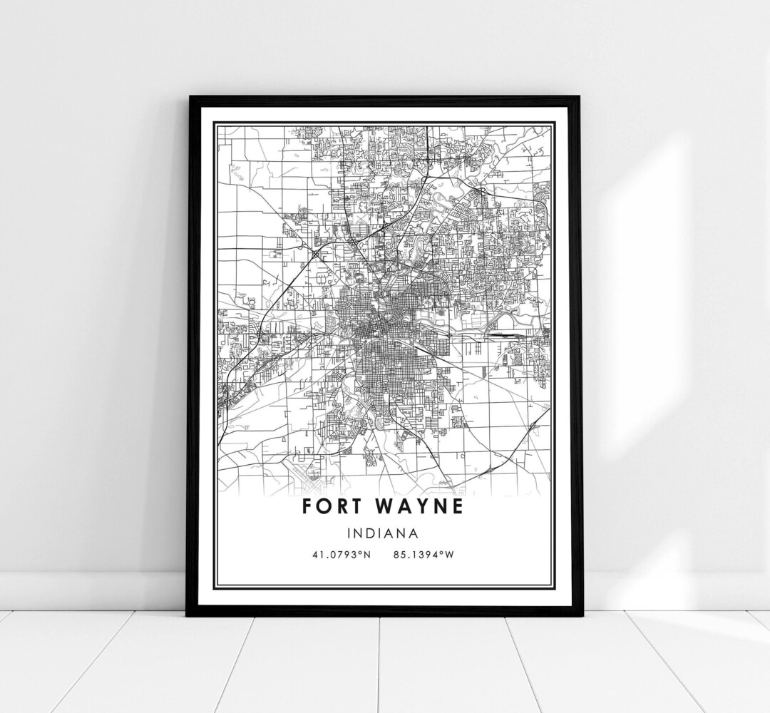 Fort Wayne Map Print Poster Canvas | Fort Wayne Indiana City Map Print ...