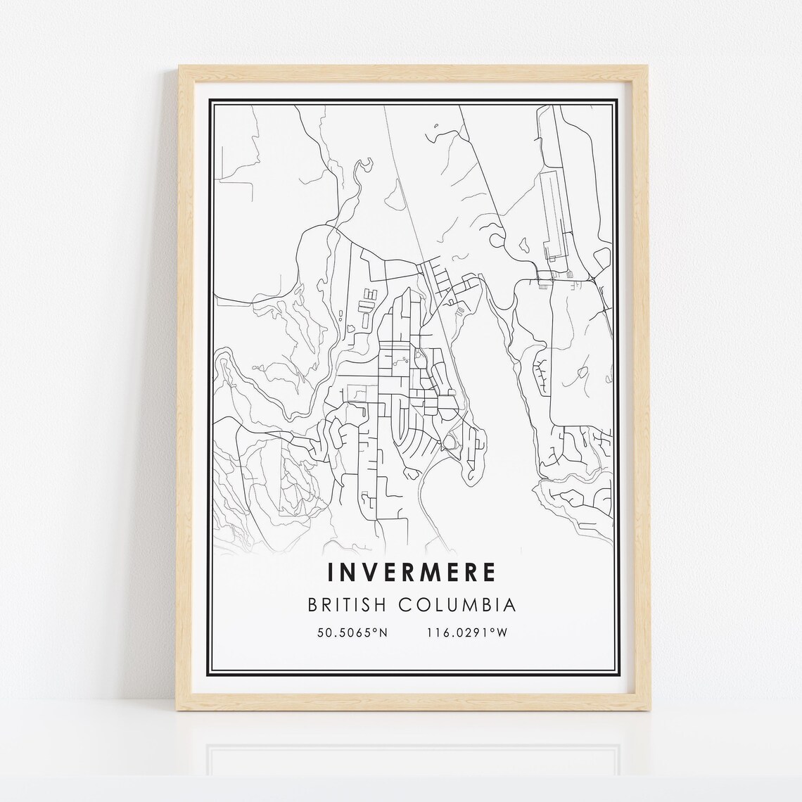 Invermere Map Print Poster Canvas british Columbia Map Print - Etsy