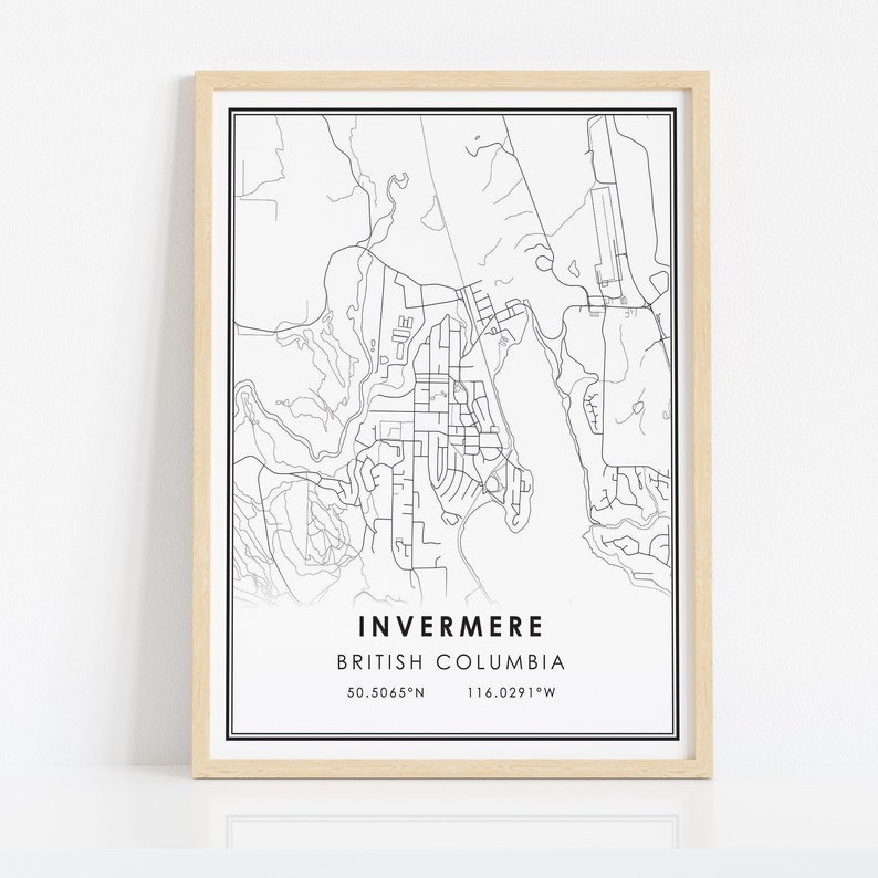 Invermere Map Print Poster Canvas |british Columbia Map Print Poster ...