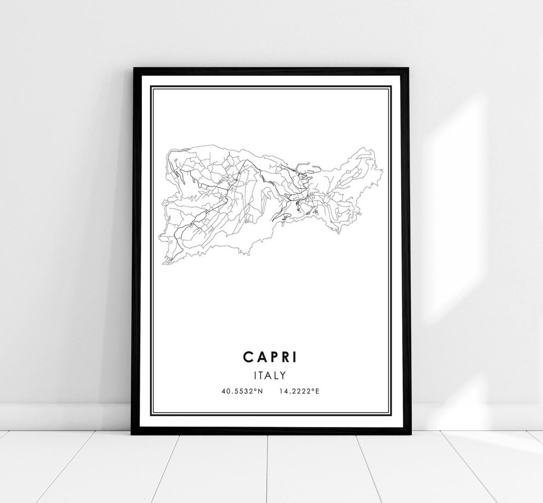 Capri Map Print Poster Canvas | Italy Map Print Poster Canvas | Capri ...