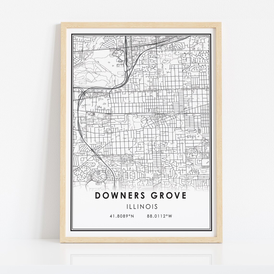 Downers Grove Map Print Poster Canvas | Illinois Map Print Poster ...