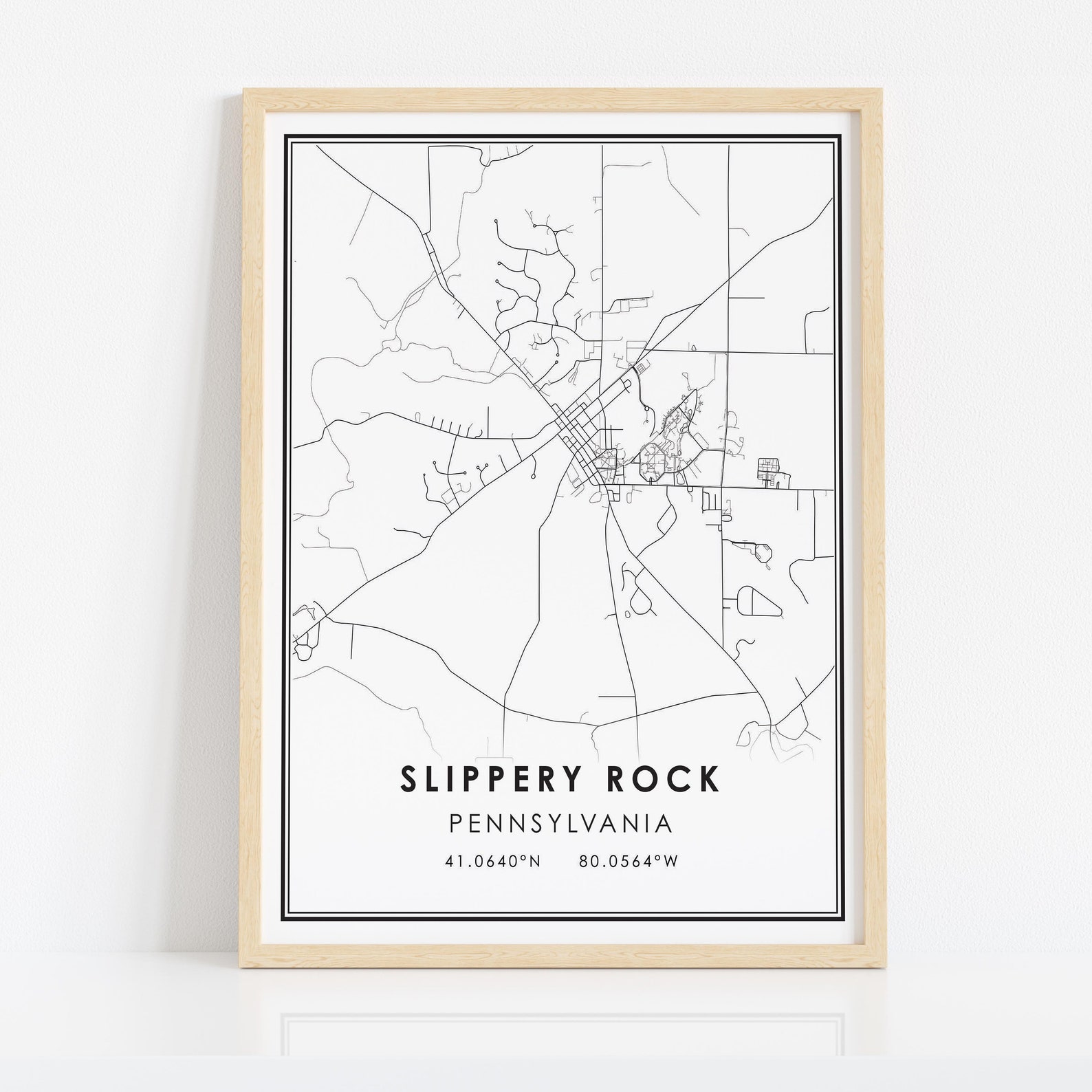 Slippery Rock Map Print Poster Canvas Pennsylvania Map Print - Etsy
