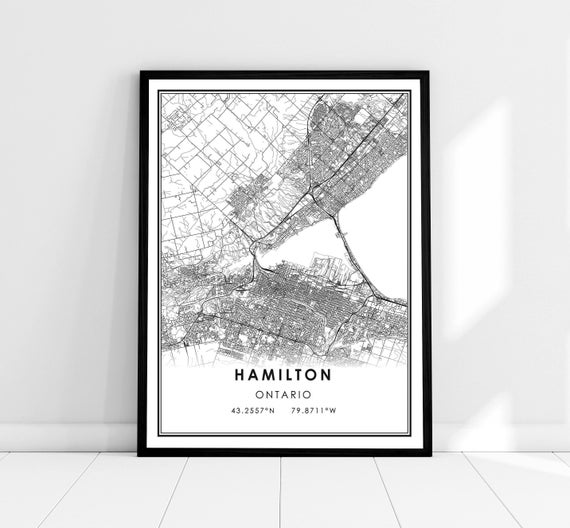 Hamilton Map Print Poster Canvas Ontario Map Print Poster - Etsy Canada