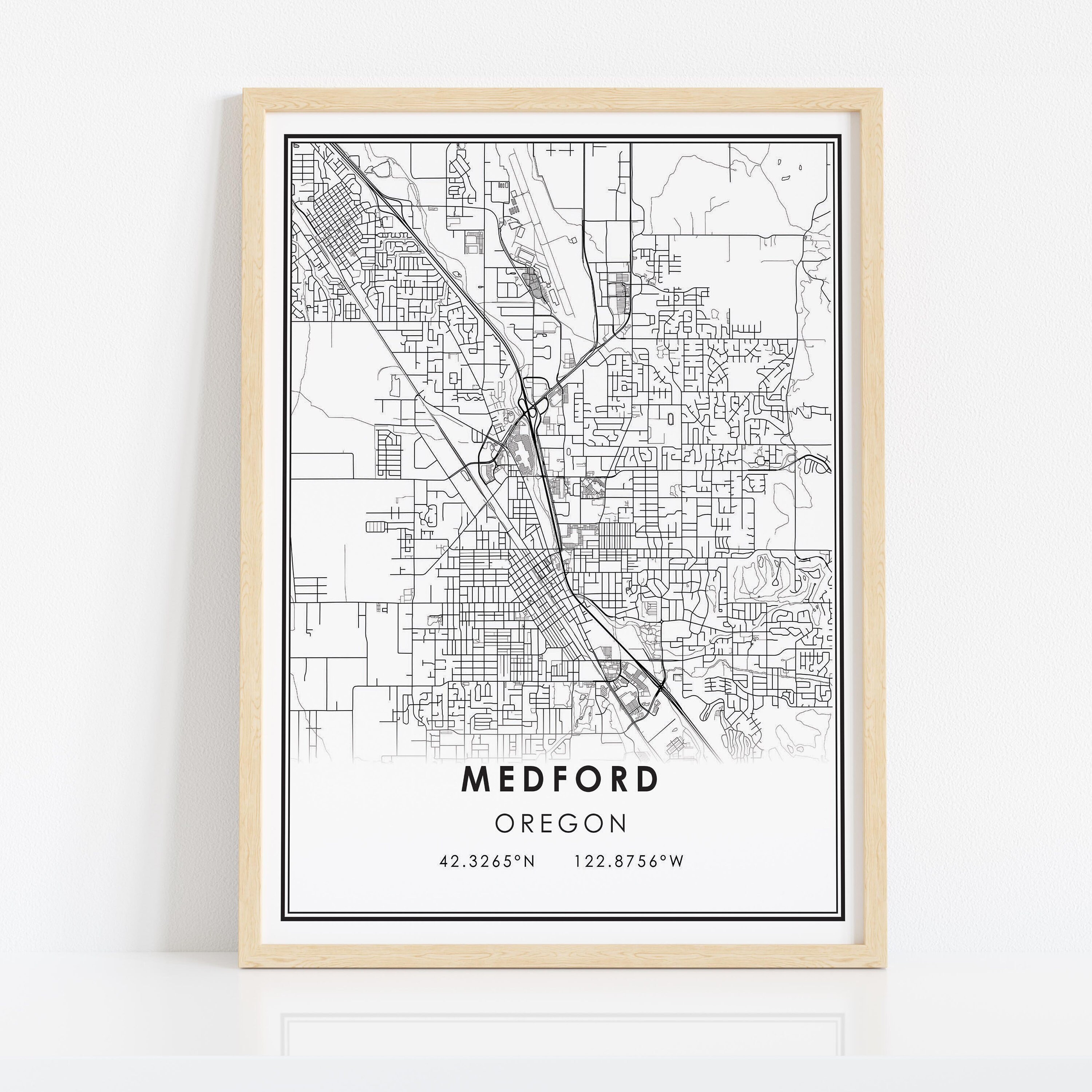 Medford map print poster canvas Oregon map print poster - Etsy.de
