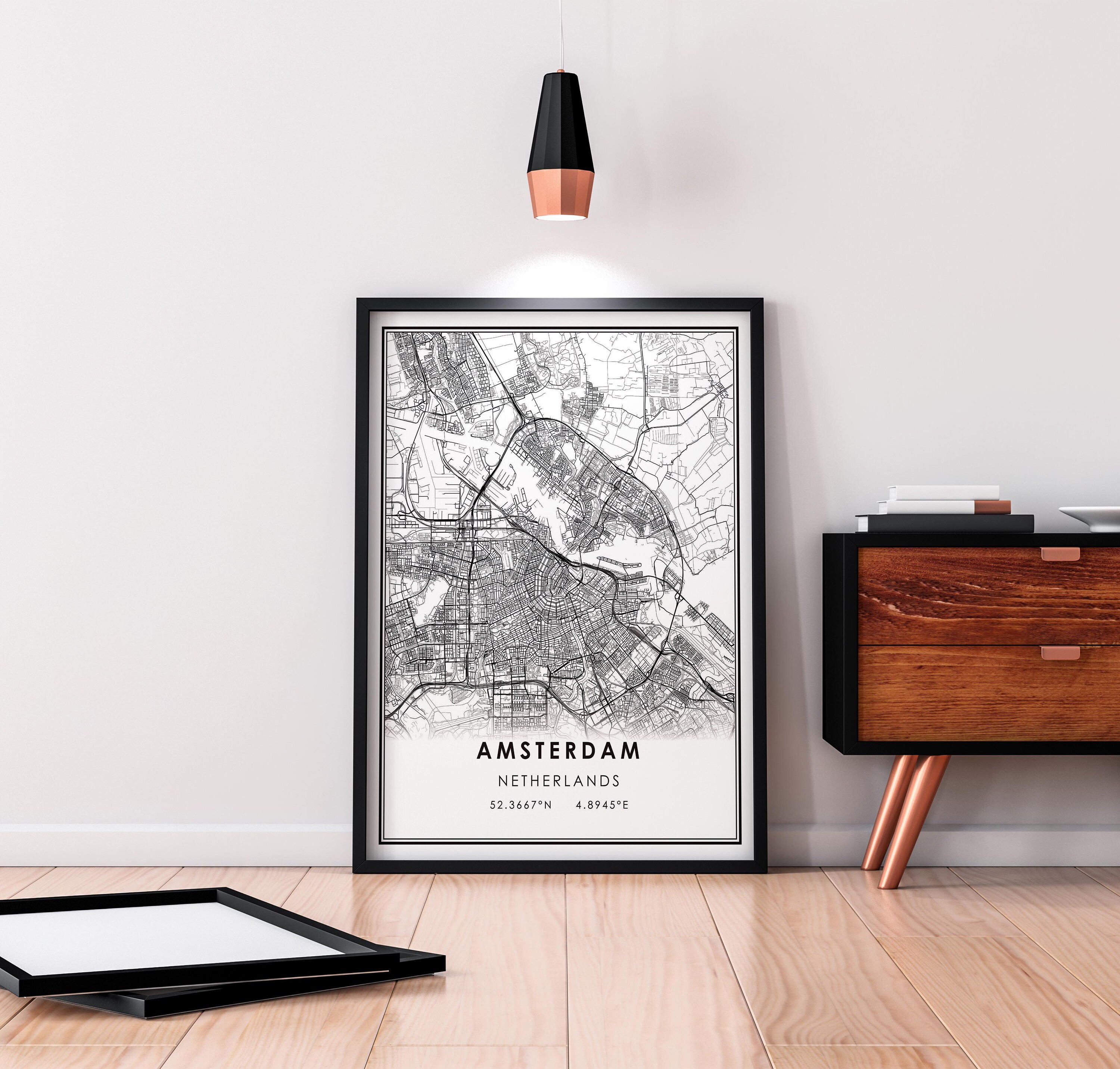 Amsterdam Map Print Poster Canvas | Netherlands Map Print Poster Canvas ...