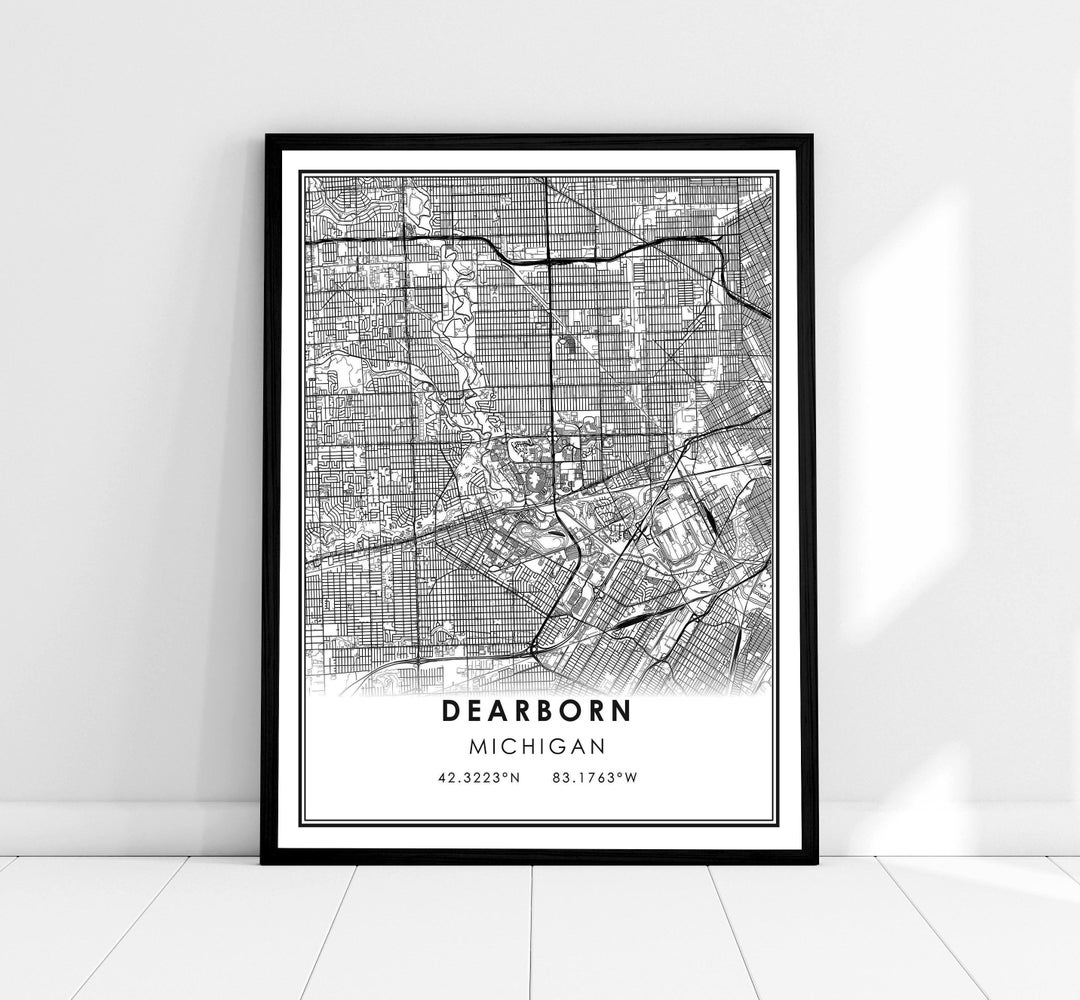 Dearborn Map Print Poster Canvas | Michigan Map Print Poster Canvas ...