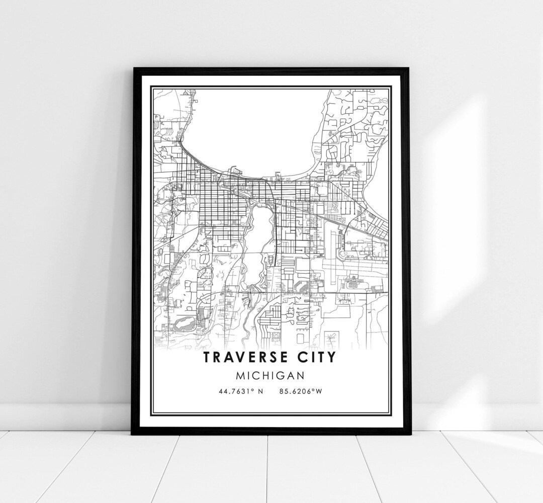 Traverse City Map Print Poster Canvas | Michigan Map Print Poster ...