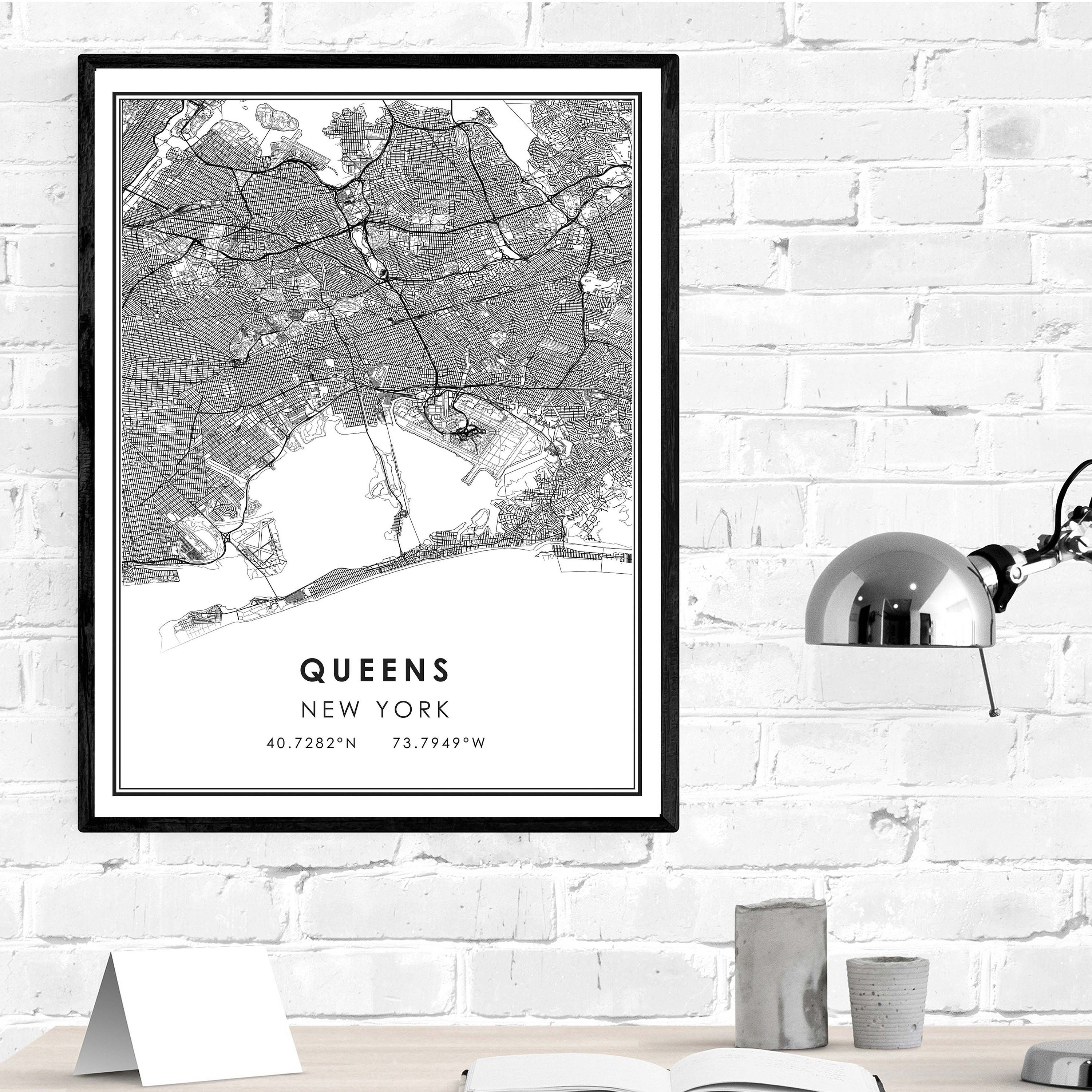 Queens map print poster canvas New York Street map Queens | Etsy