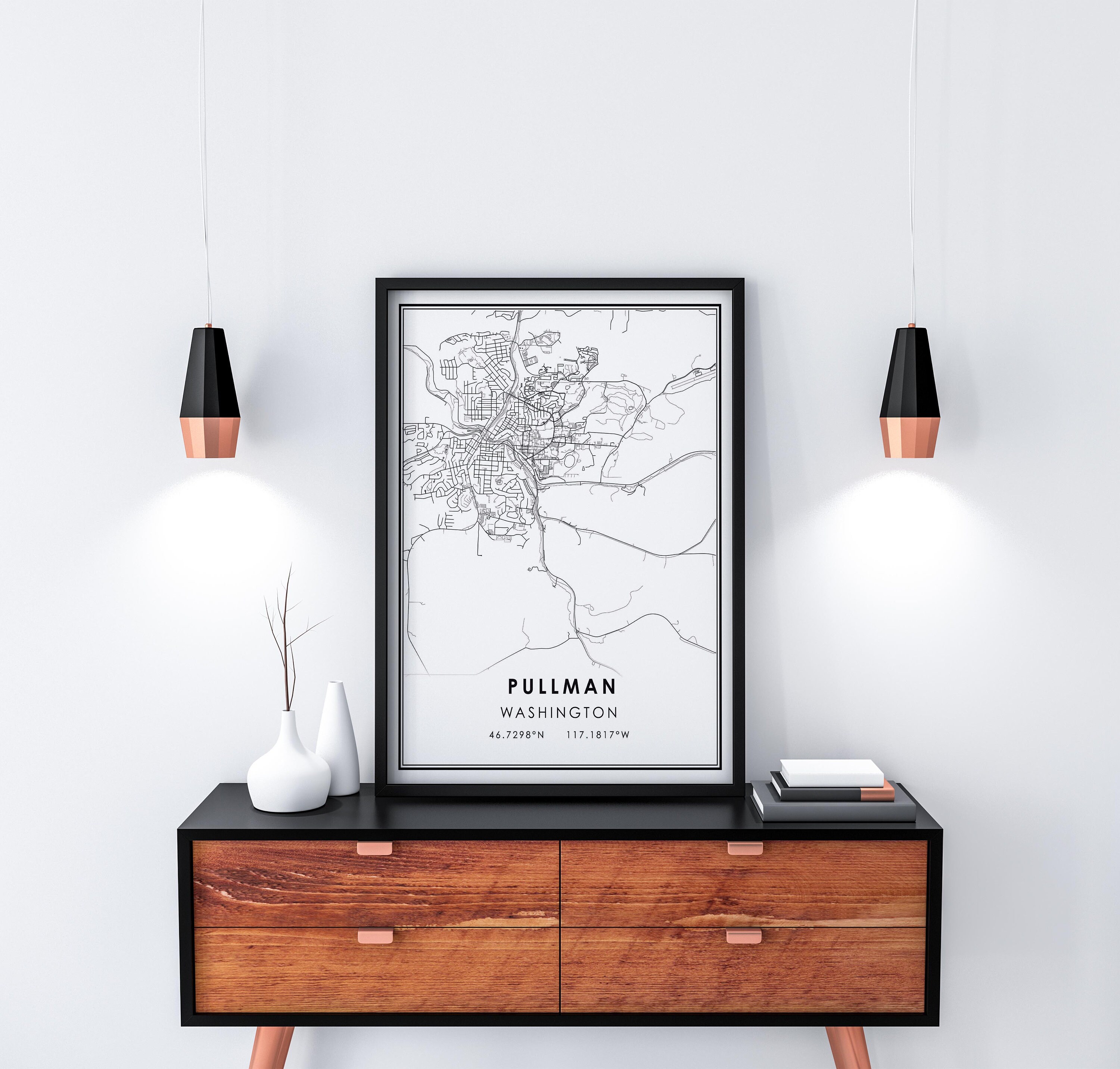 Pullman Map Print Poster Canvas | Washington Map Print Poster Canvas ...