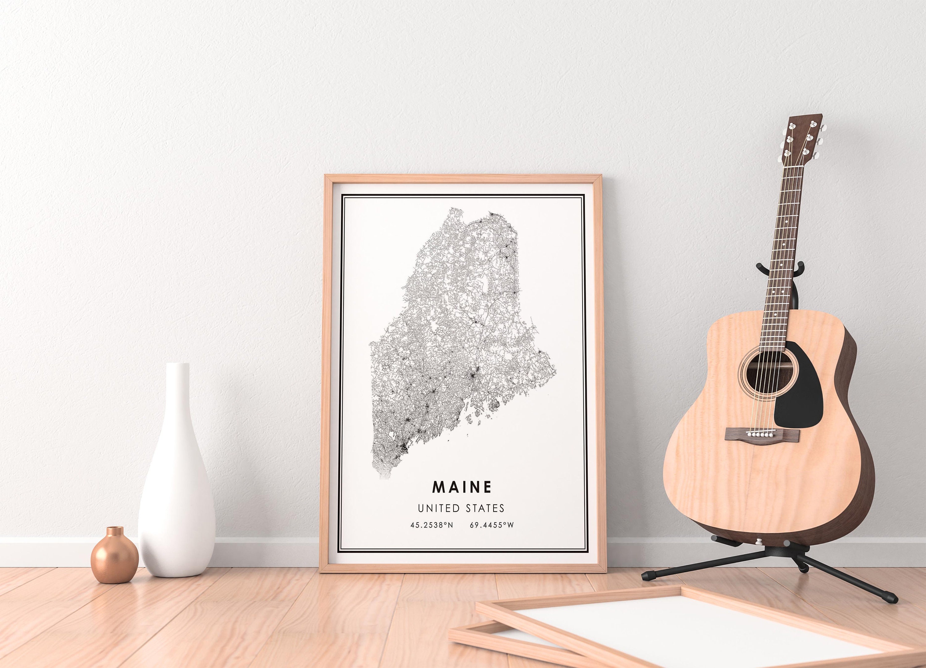 Maine United States Map Print Poster Canvas Maine United - Etsy