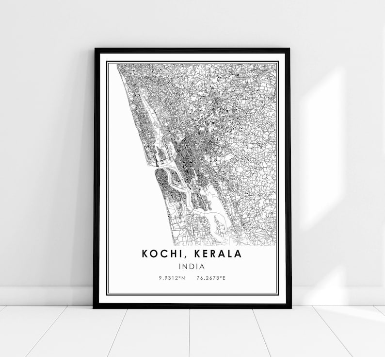 Kochi India Map Print Poster Canvas | India Kochi Map Print Poster ...