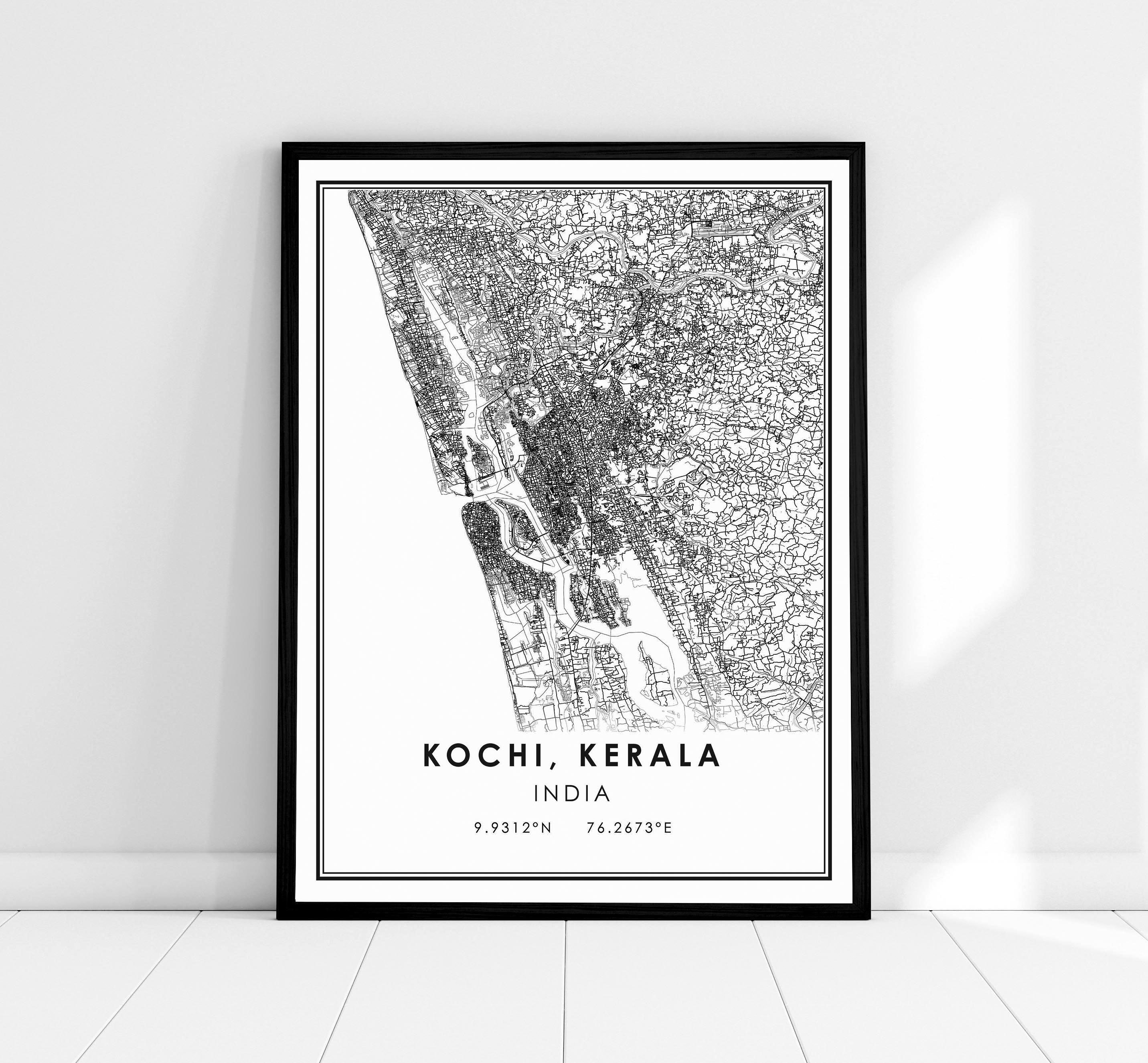 Kochi India Map Print Poster Canvas India Kochi Map Print - Etsy