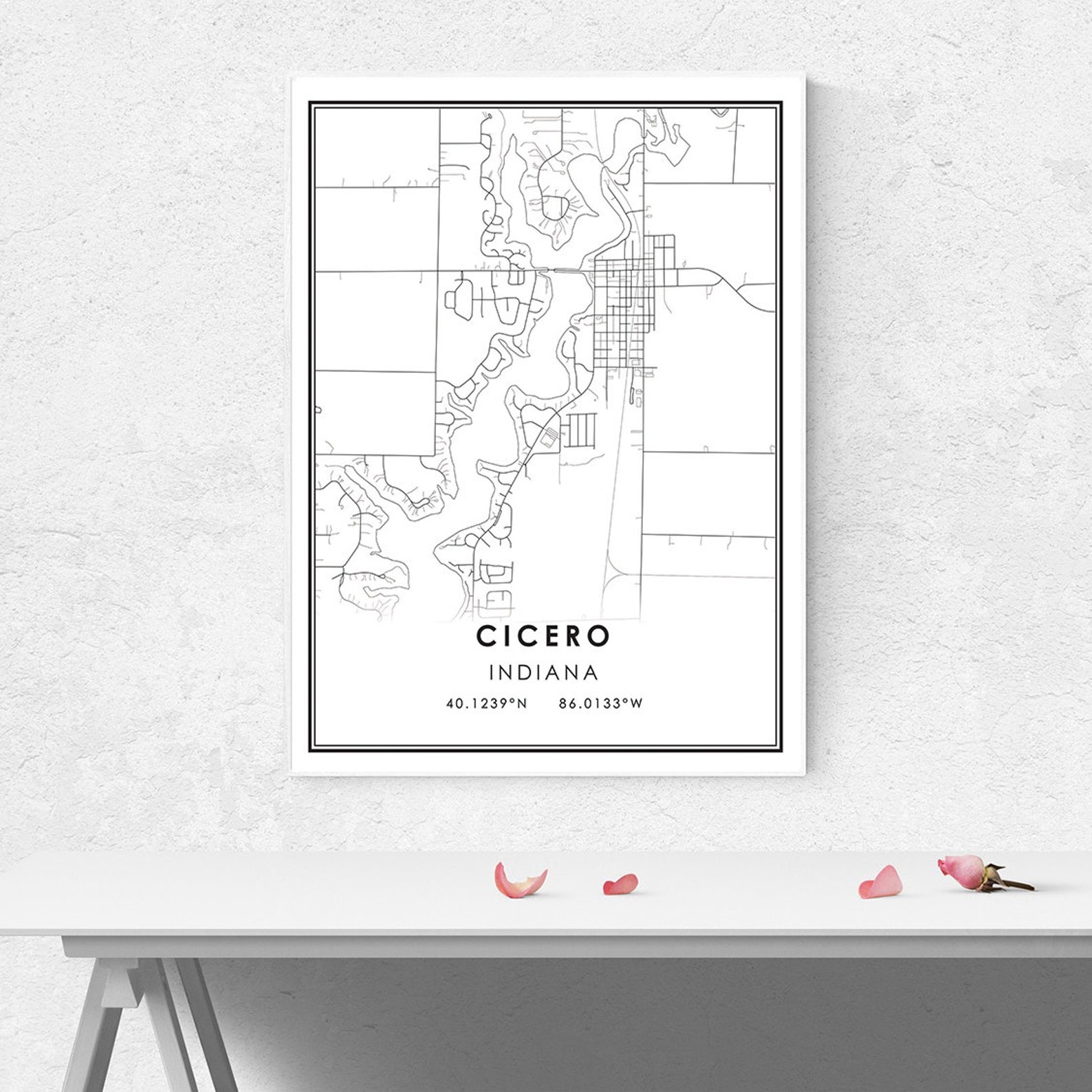 Cicero map print poster canvas Indiana map print poster | Etsy