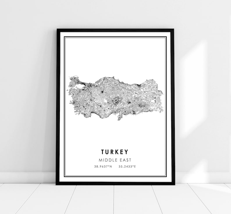 Turkey Country Map Print Poster Canvas Turkey Middle East - Etsy