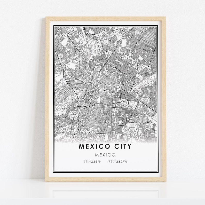 Mexico City Map Print Poster Canvas Mexico Map Print Poster - Etsy