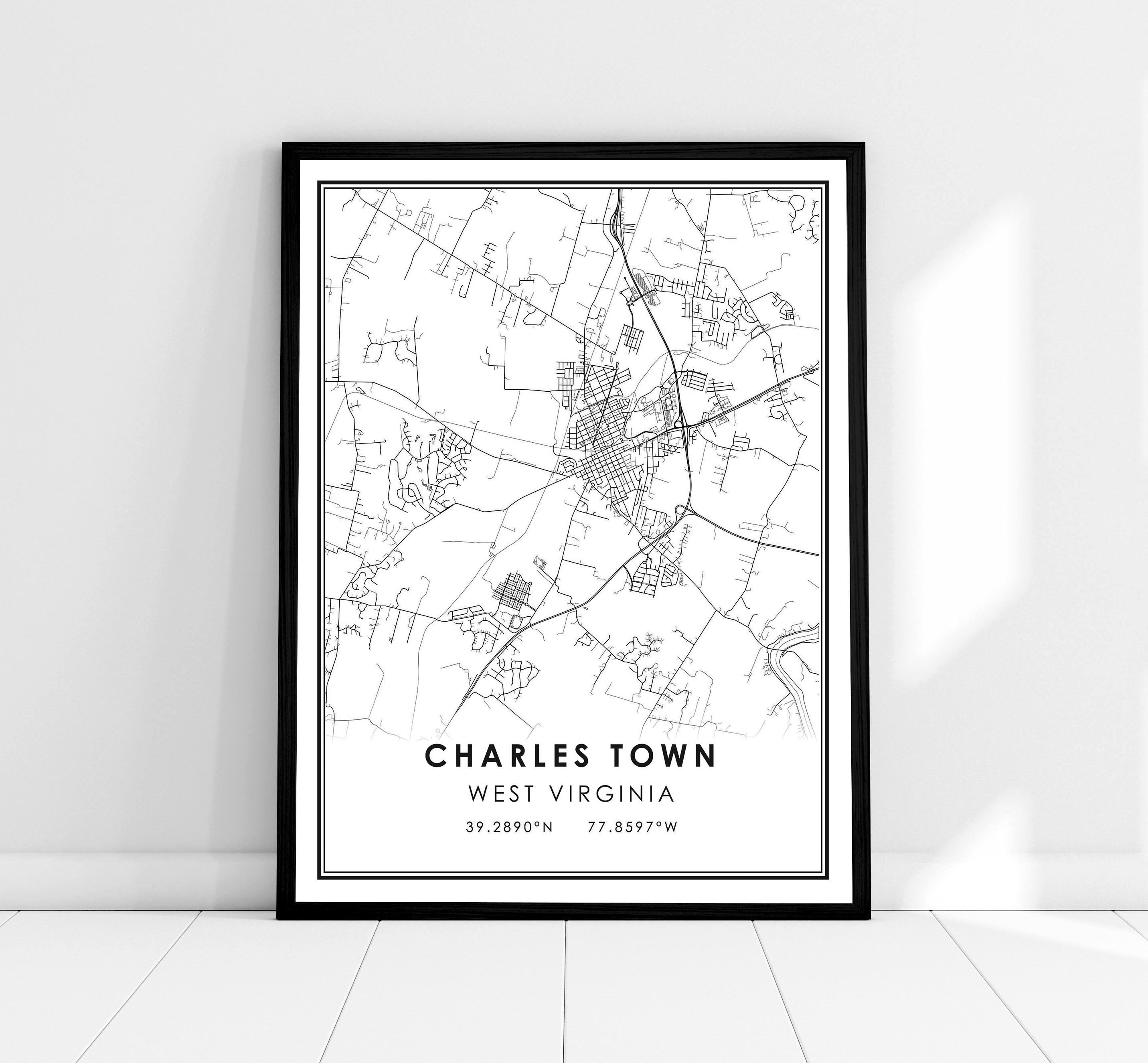Charles Town Map Print Poster Canvas | West Virginia Map Print Poster ...