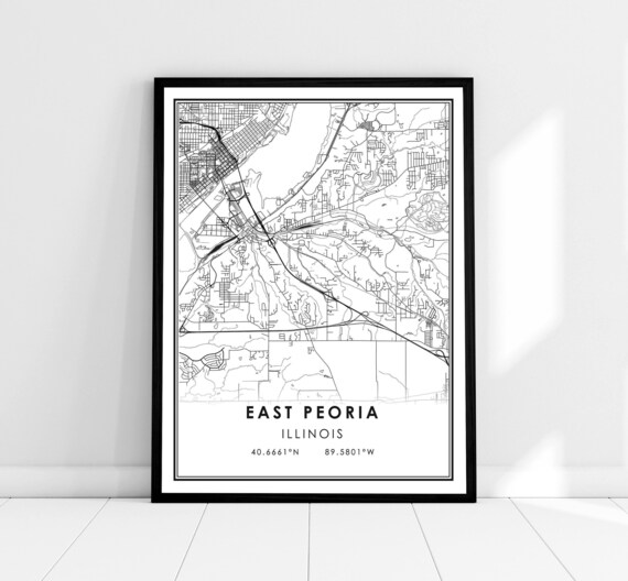East Peoria Map Print Poster Canvas Illinois Map Print - Etsy