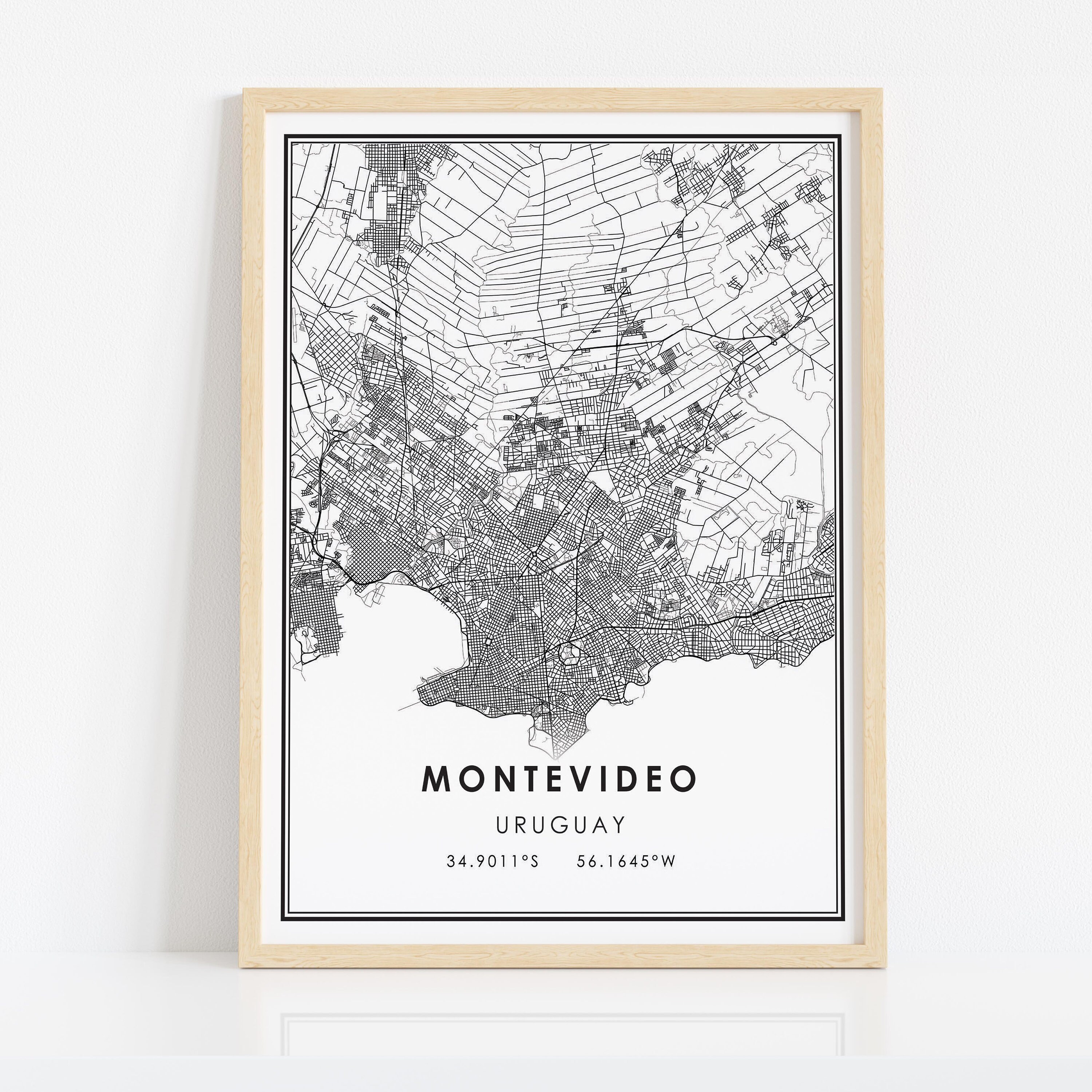Montevideo Map Print Poster Canvas | Uruguay Map Print Poster Canvas ...