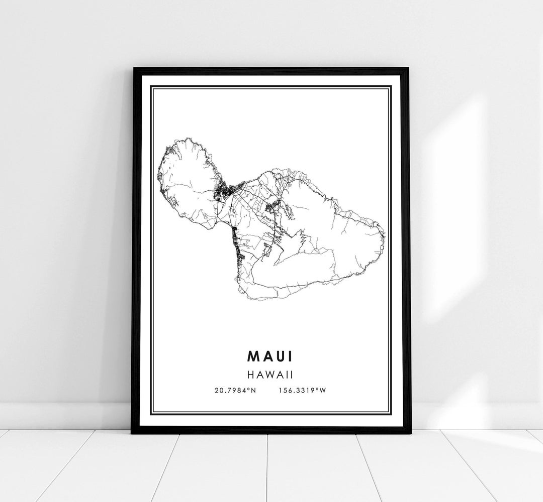 Maui Map Print Poster Canvas | Hawaii Map Print Poster Canvas | Maui ...