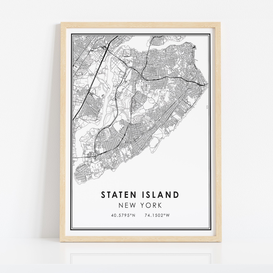 Staten Island Map Print Poster Canvas New York Street Map - Etsy